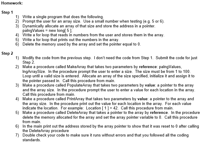Solved Homework: Step 1 1) Write a single program that does | Chegg.com