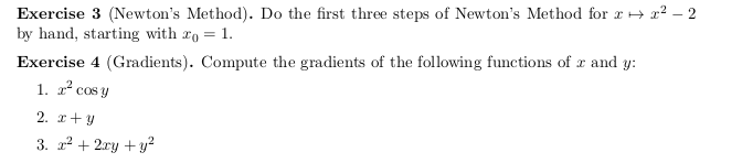 Solved Exercise 3 (Newton's Method). Do the first three | Chegg.com