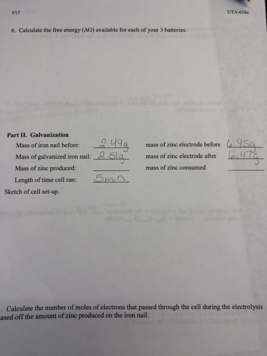 Solved LAB REPORT EXPERIMENT UTA-650 Name Section Date Part | Chegg.com