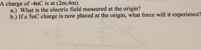 Solved A charge of -4nC is at (2m,4m). a.) What is the | Chegg.com