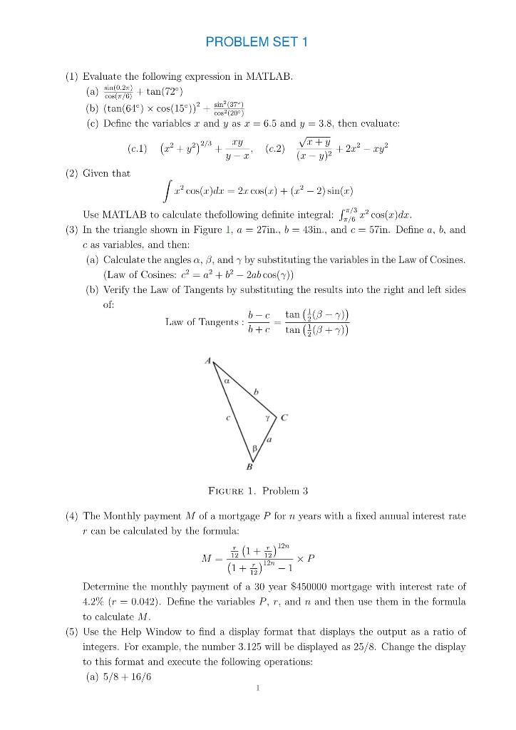 Solved PROBLEM SET 1 (1) Evaluate the following expression | Chegg.com