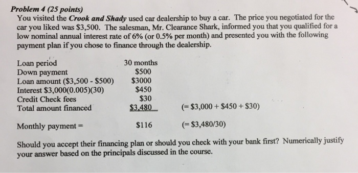 Solved Problem 4 (25 points) You visited the Crook and Shady | Chegg.com