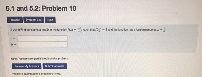 Solved 5.1 and 5.2: Problem 10 PreviousProblem List Next (1 | Chegg.com