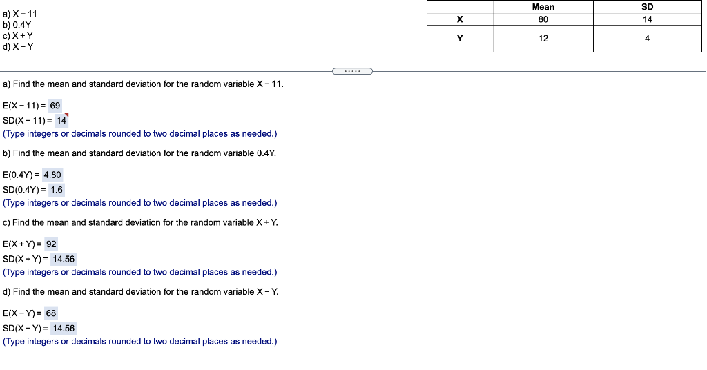 Solved Given Independent Random Variables X And Y With 