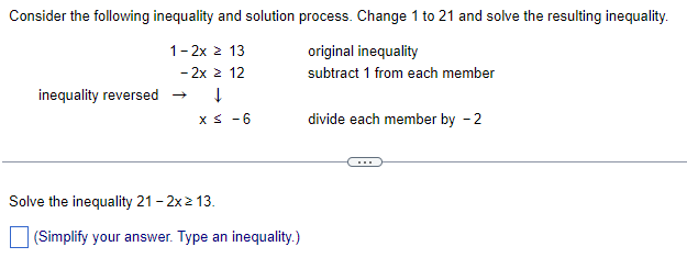 Solved Consider the following inequality and solution | Chegg.com