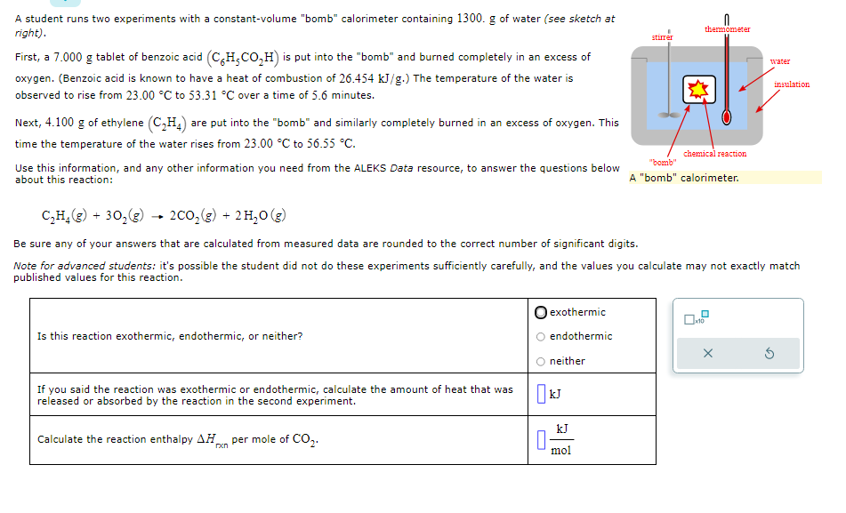 Solved A student runs two experiments with a constant-volume | Chegg.com