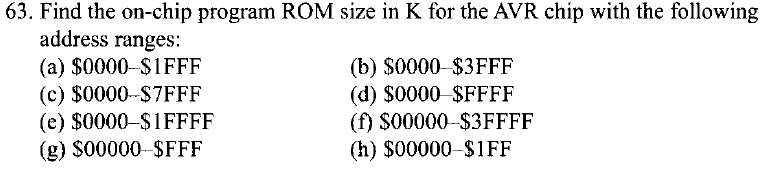 Solved 63. Find the on-chip program ROM size in K for the | Chegg.com