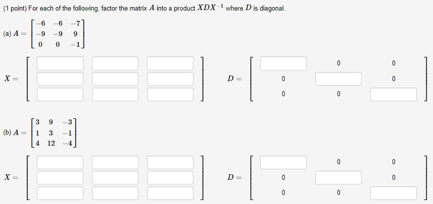 (1 point) For each of the following, factor the | Chegg.com