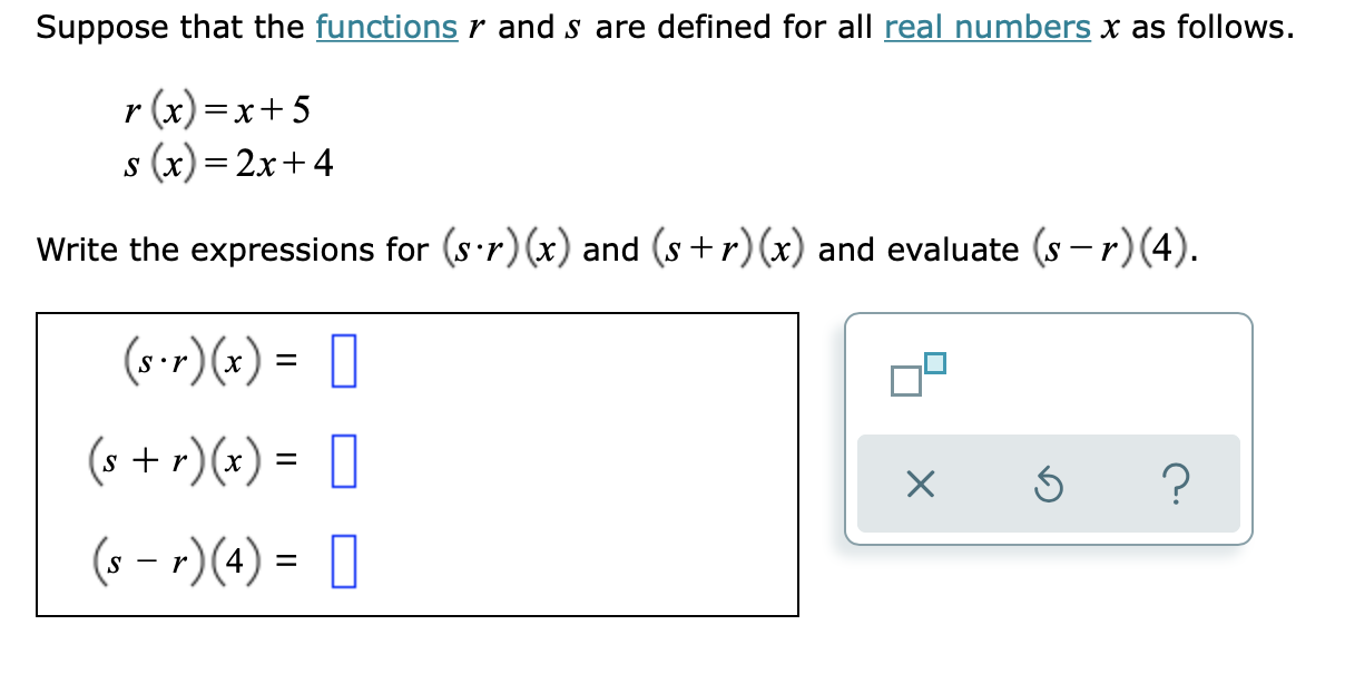 Solved Suppose that the functions r and s are defined for | Chegg.com