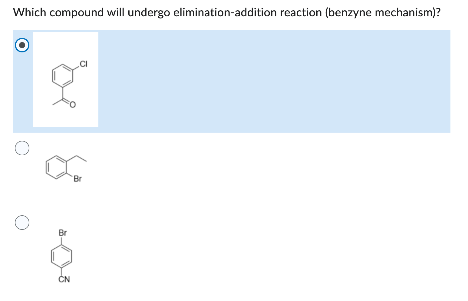 Solved Which compound will undergo elimination-addition | Chegg.com