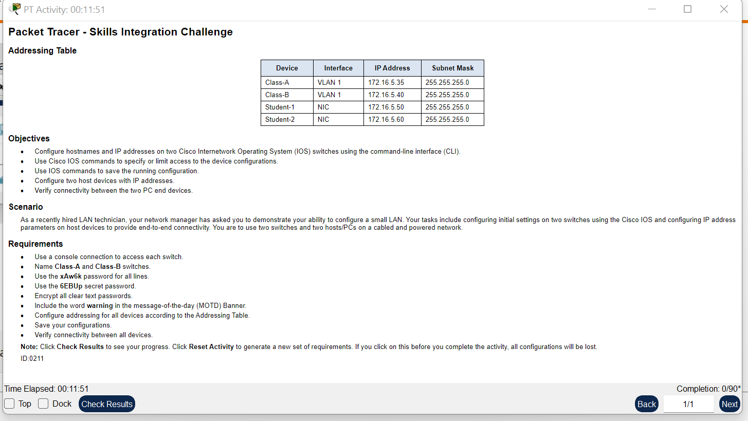 Solved Cisco Packet Tracer - C:\Users\owner\Downloads\Skills | Chegg.com