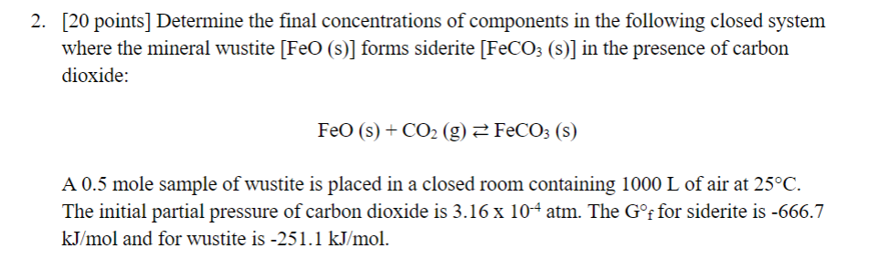 Solved [20 points] Determine the final concentrations of | Chegg.com