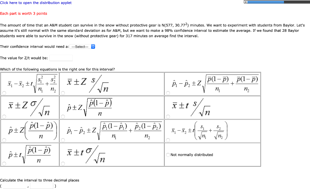 Solved Click here to open the distribution applet Each part | Chegg.com