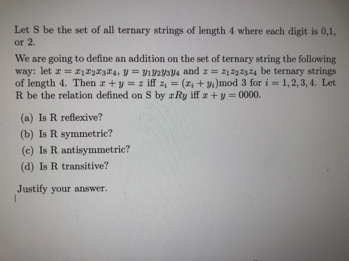 Solved Let S Be The Set Of All Ternary Strings Of Length 4