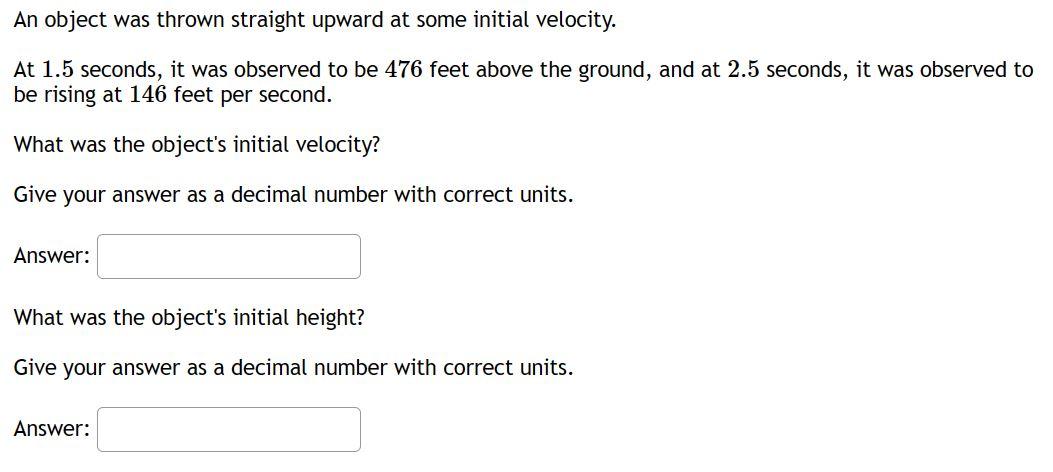 Solved An object was thrown straight upward at some initial | Chegg.com