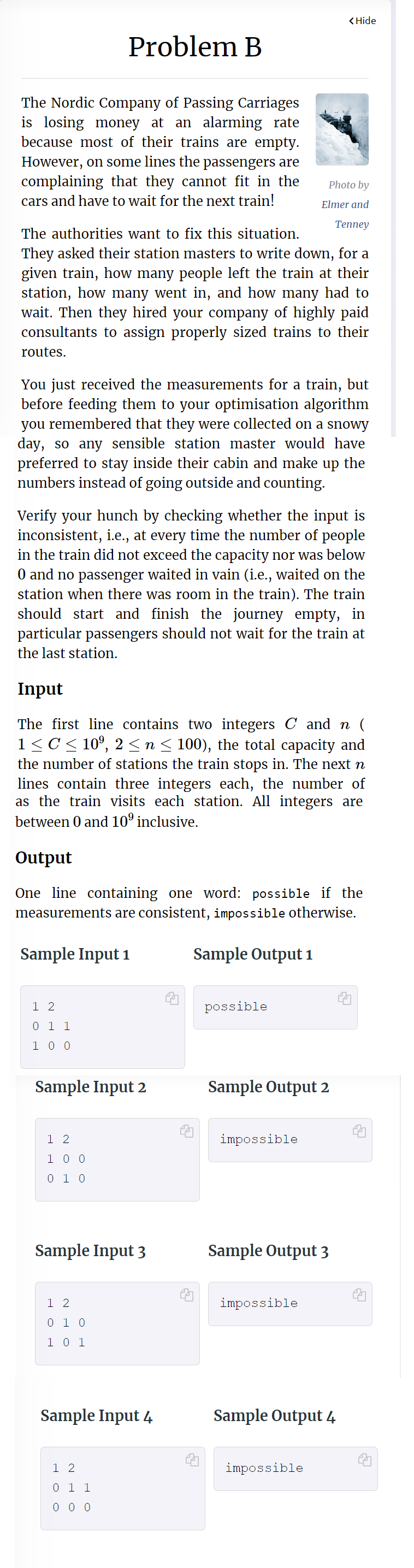 Solved Problem B The Nordic Company of Passing Carriages is | Chegg.com