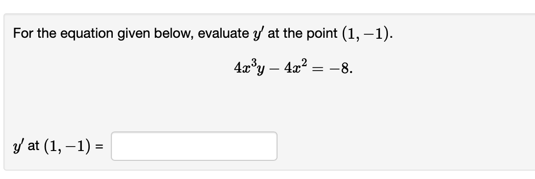 Solved For the equation given below, evaluate y′ at the | Chegg.com