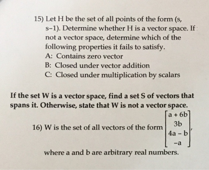 Solved 15) Let H be the set of all points of the form (s, | Chegg.com
