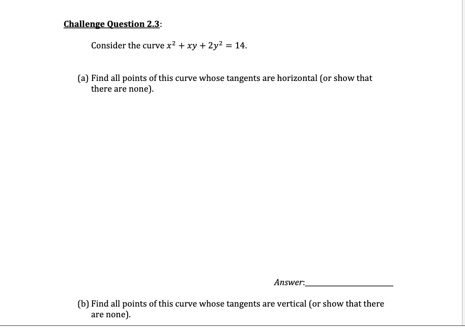 Solved Consider the curve x2+xy+2y2=14 (a) Find all points | Chegg.com