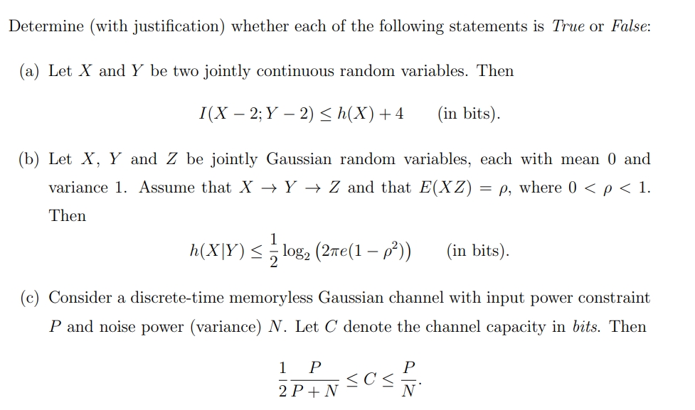 Solved Determine (with justification) ﻿whether each of the | Chegg.com
