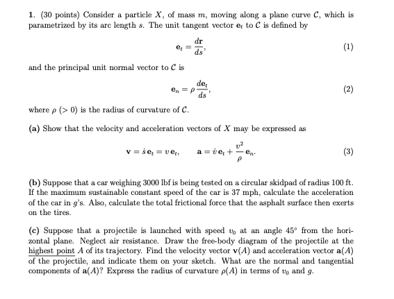 Solved 1. (30 points) Consider a particle X, of mass m, | Chegg.com
