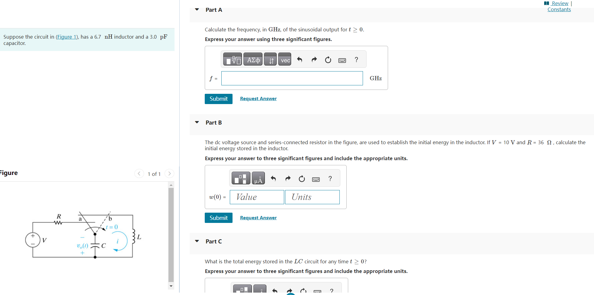 [Solved]: part A B C Calculate the frequency, in GHz, of