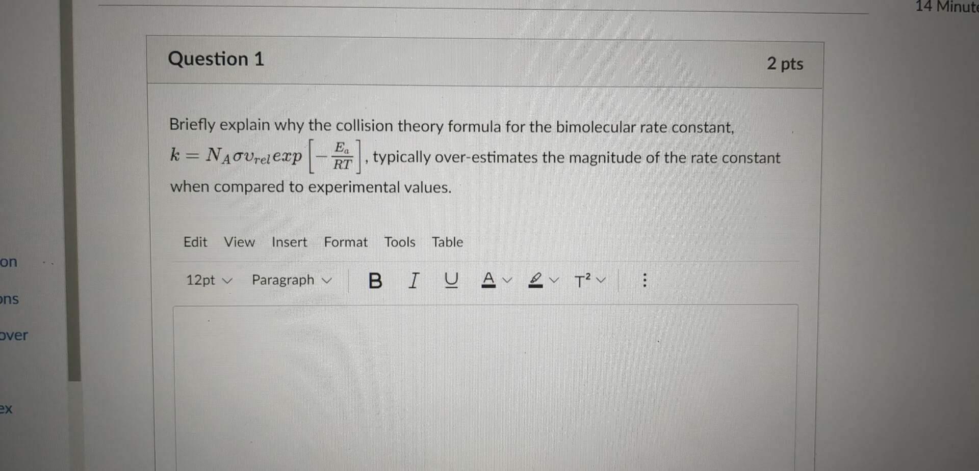 Solved Briefly explain why the collision theory formula for | Chegg.com