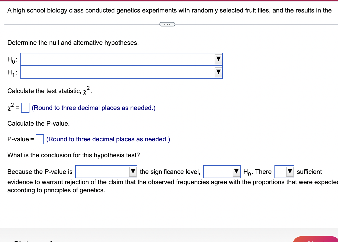 Solved A high school biology class conducted genetics | Chegg.com