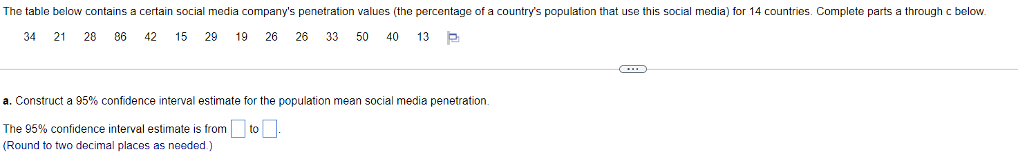 Solved The table below contains a certain social media | Chegg.com