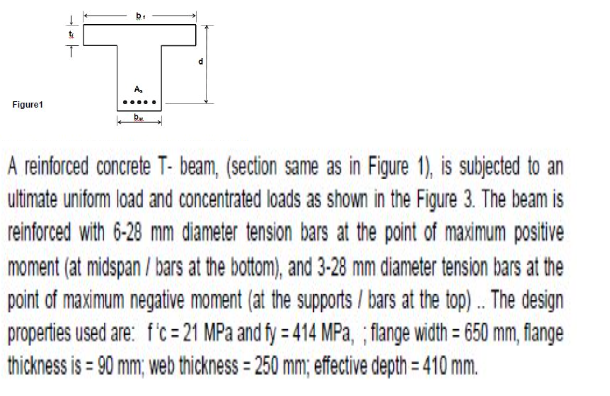Figure 1 A reinforced concrete T- beam, (section same | Chegg.com