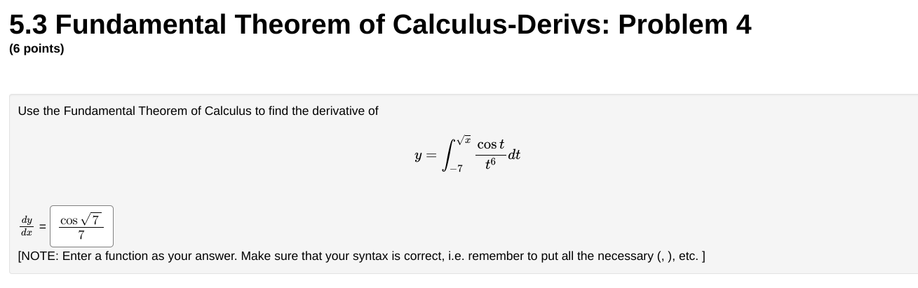 Solved 5.3 Fundamental Theorem of Calculus-Derivs: Problem 4 | Chegg.com