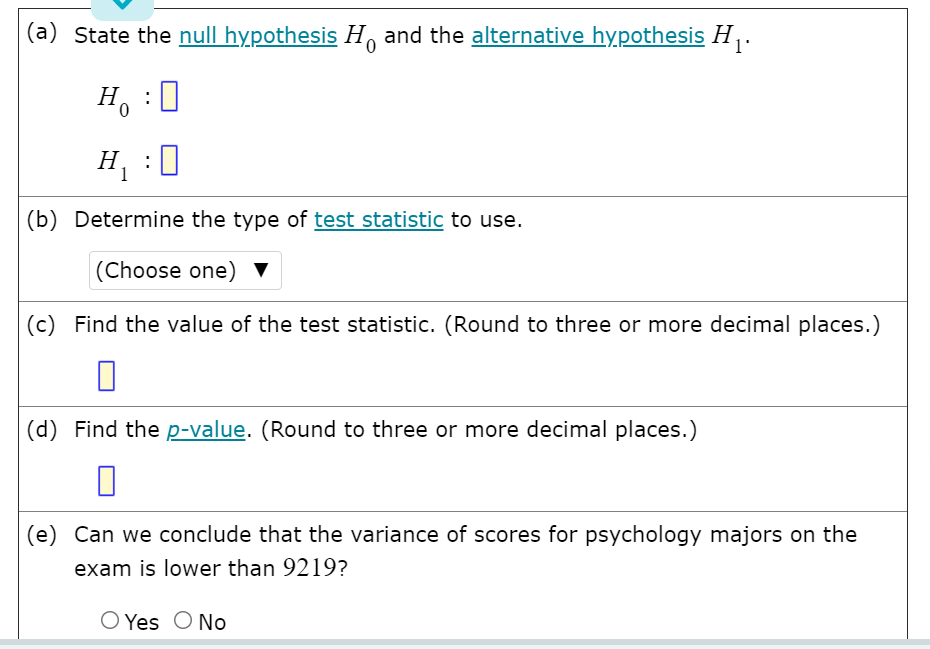 Solved For a standardized psychology examination, the scores | Chegg.com