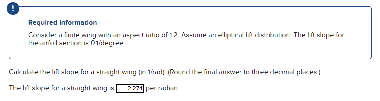 Solved Required information Consider a finite wing with an | Chegg.com