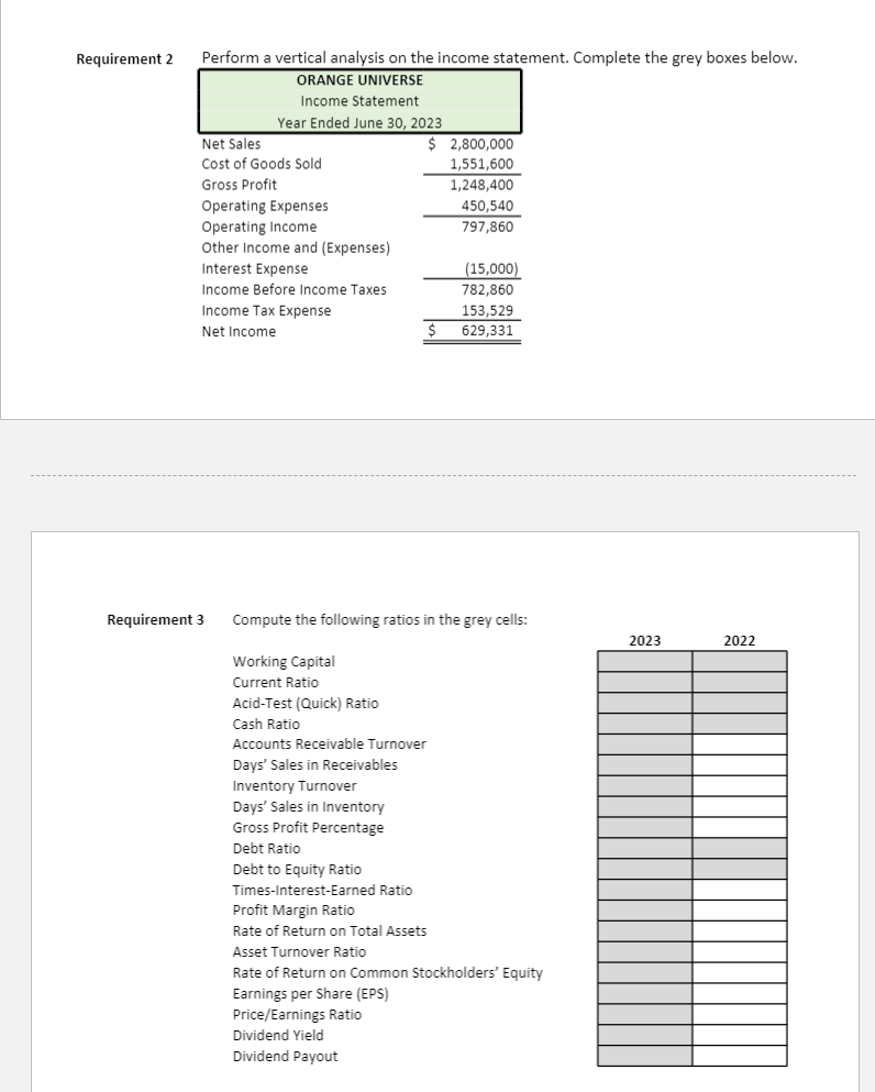 Solved Financial Statement Analysis Excel Problem Follow the | Chegg.com