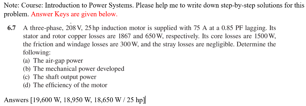 Solved Note: Course: Introduction to Power Systems. Please | Chegg.com