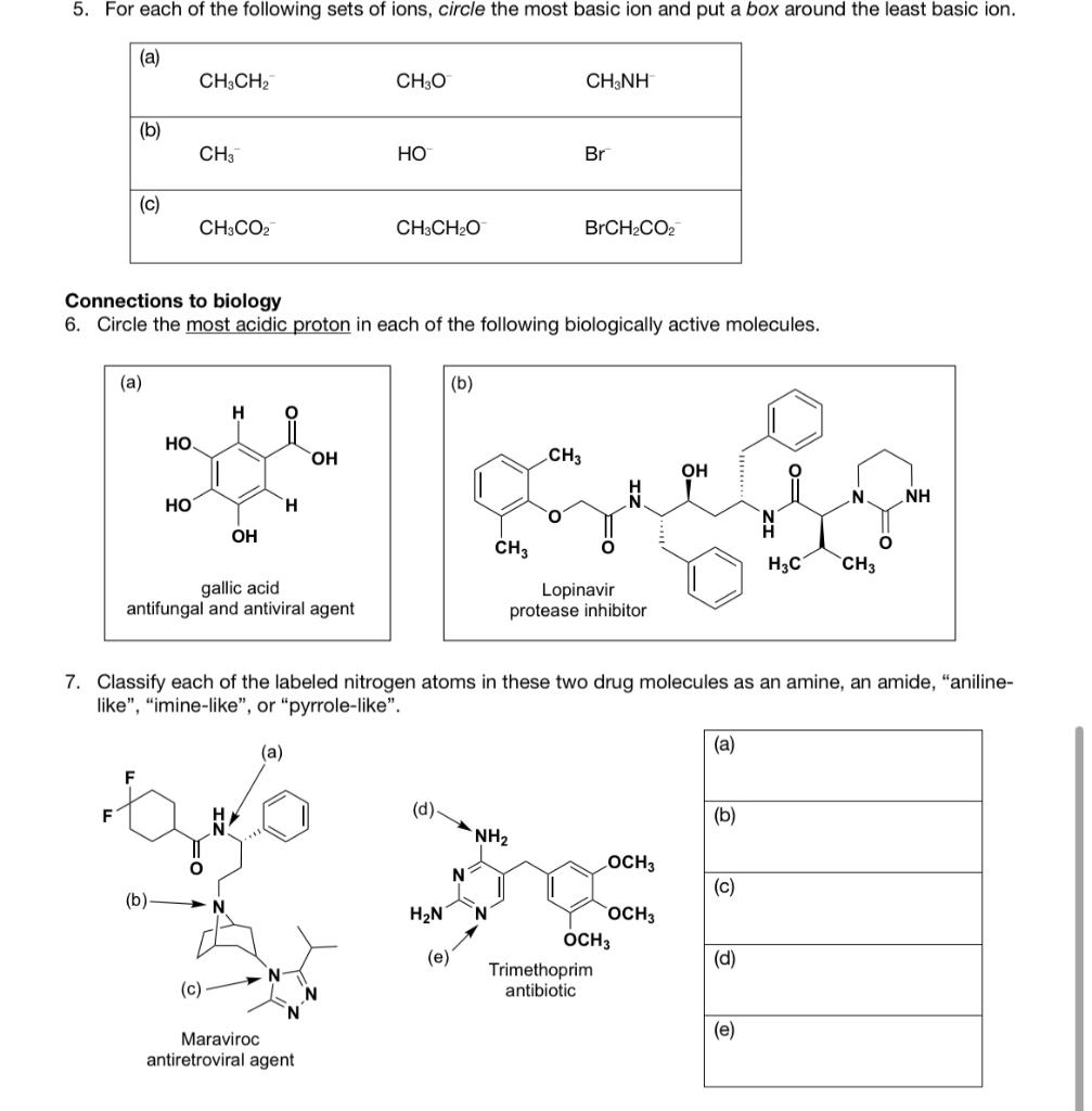 Solved Connections to biology 6. Circle the most acidic | Chegg.com