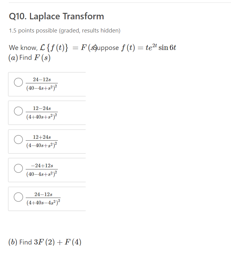 Solved Q10. Laplace Transform 1.5 points possible (graded, | Chegg.com