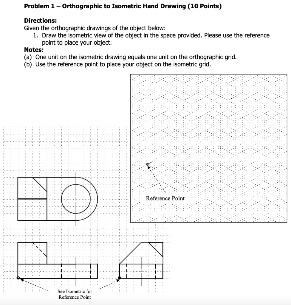 Solved Problem 1 - Orthographic to Isometric Hand Drawing | Chegg.com