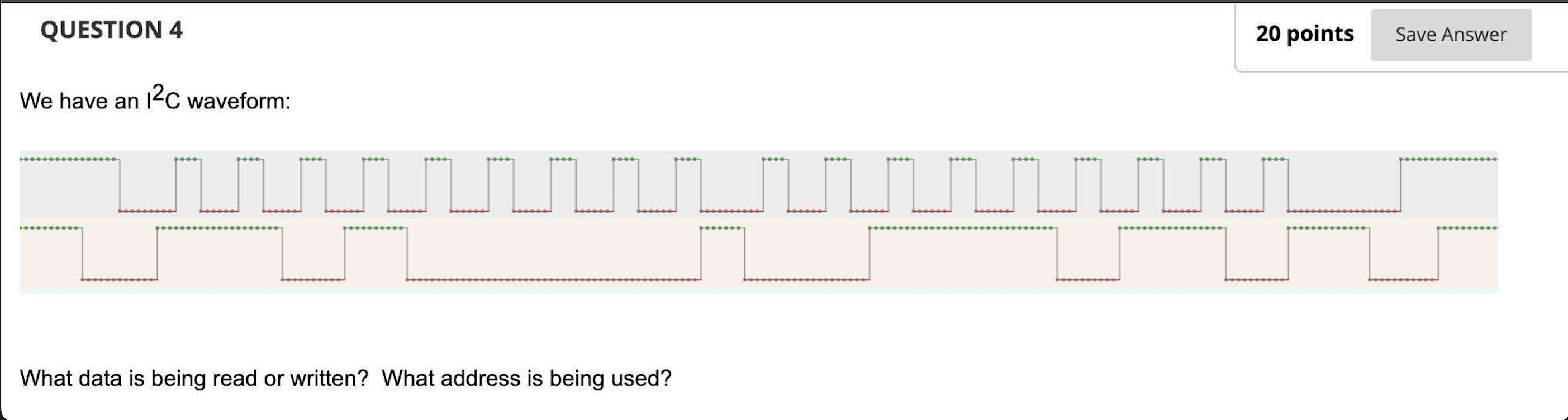 Solved This is an I^2C waveform What data is being read | Chegg.com
