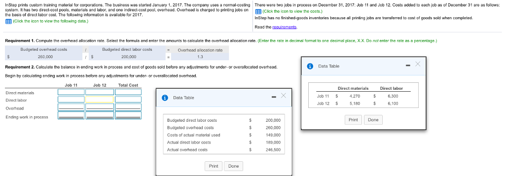 Solved 1. Compute the overhead allocation rate. 2. | Chegg.com