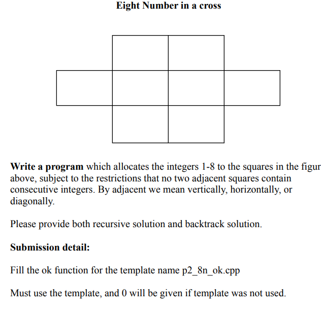 Solved Eight Number in a cross Write a program which | Chegg.com