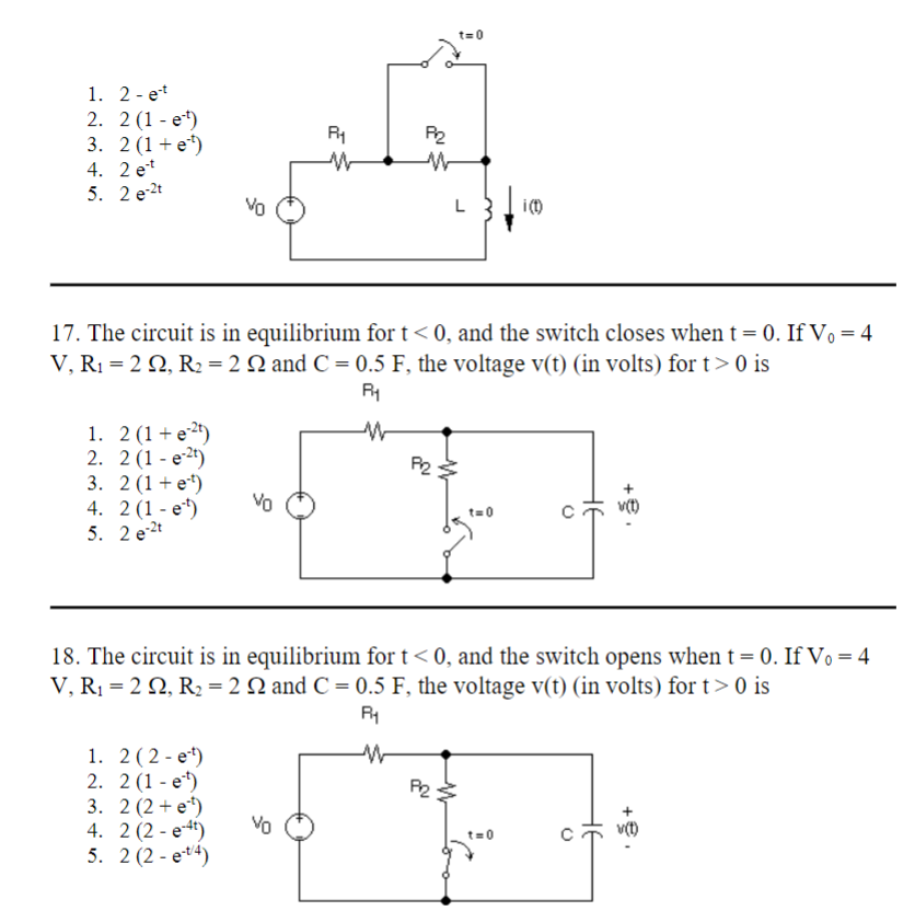 Solved 15. The circuit is in equilibrium for t