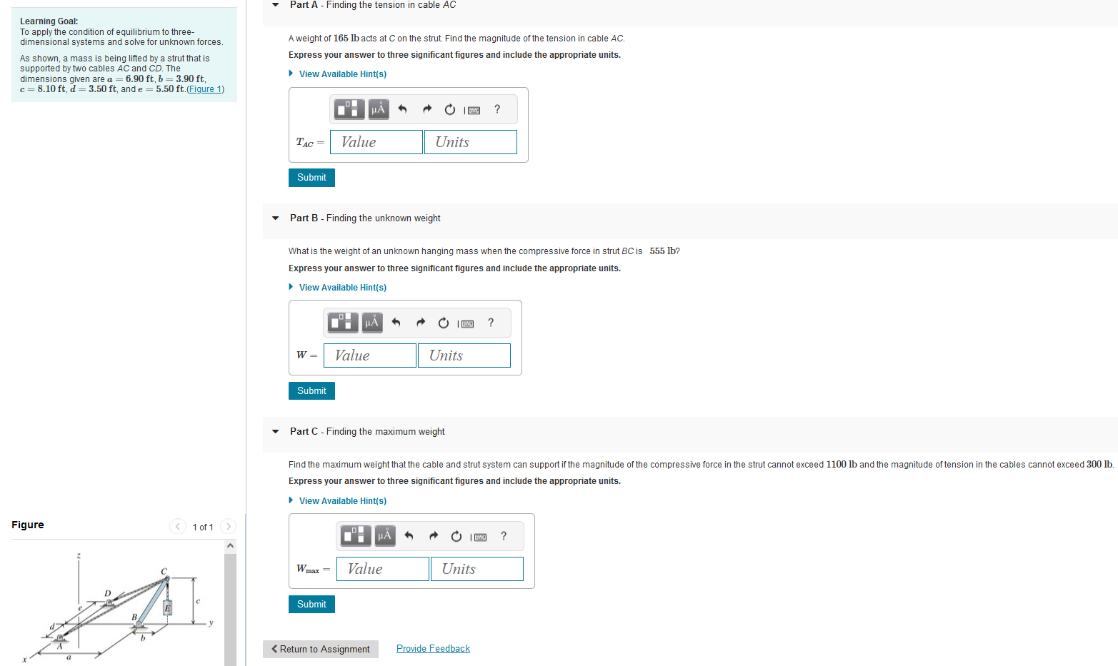 Solved Learning Goal:To ﻿apply the condition of ﻿equilibrium | Chegg.com