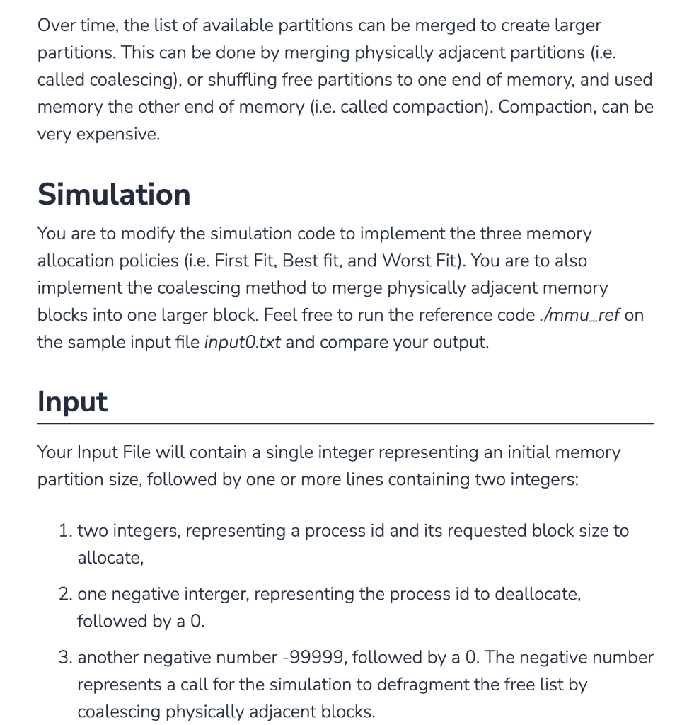 Solved Memory Managment Overview When processes are started | Chegg.com