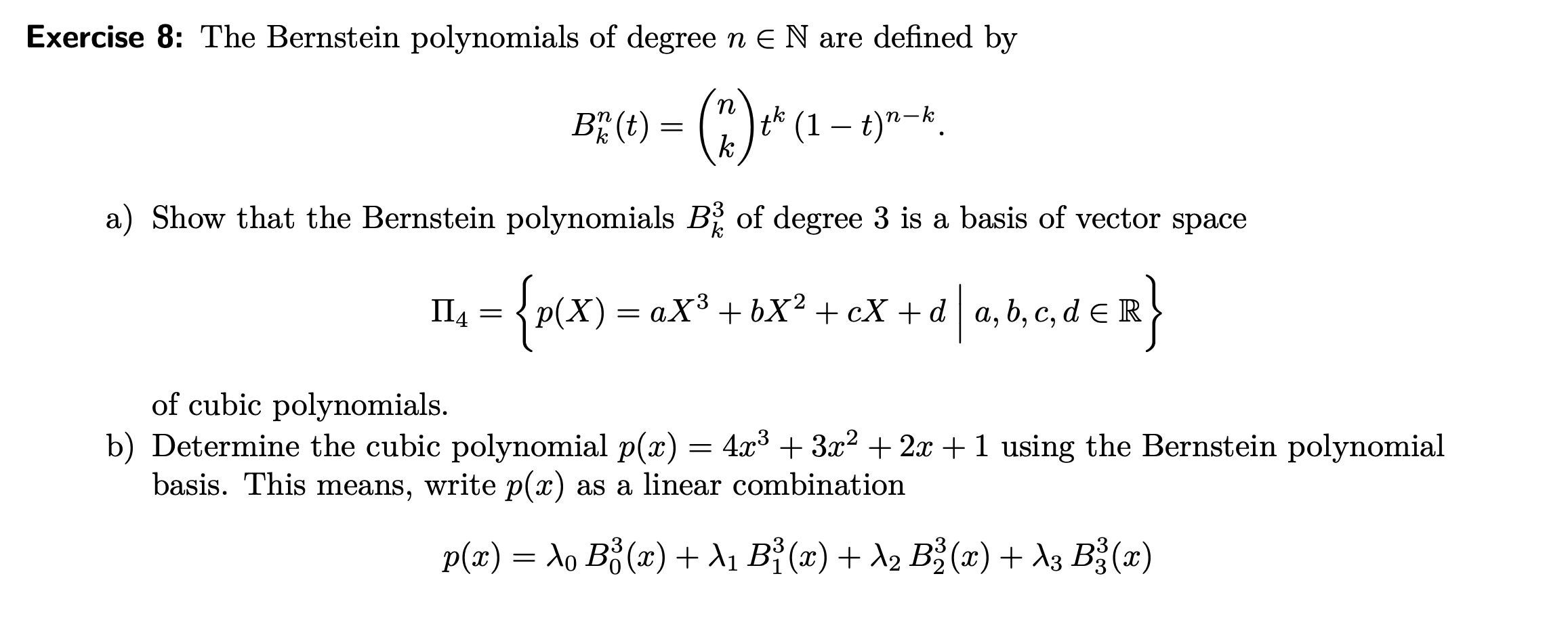 Solved Exercise 8 The Bernstein Polynomials Of Degree N∈n