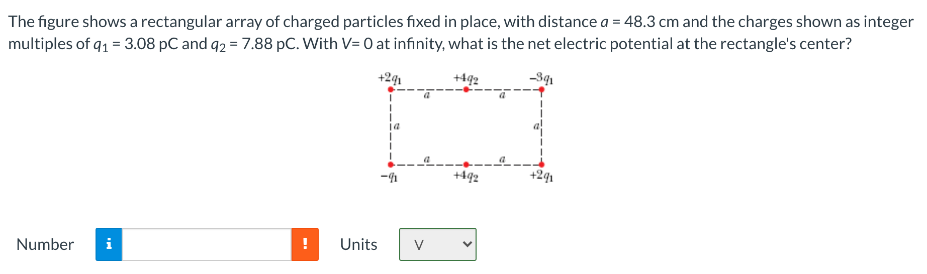 Solved The figure shows a rectangular array of charged | Chegg.com