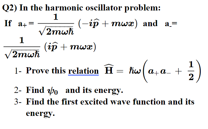 Solved If a+= Q2) In the harmonic oscillator problem: 1 (-iö | Chegg.com
