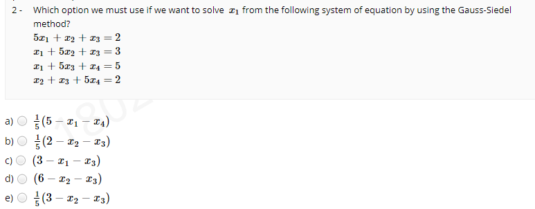 Solved 2. Which option we must use if we want to solve zy | Chegg.com