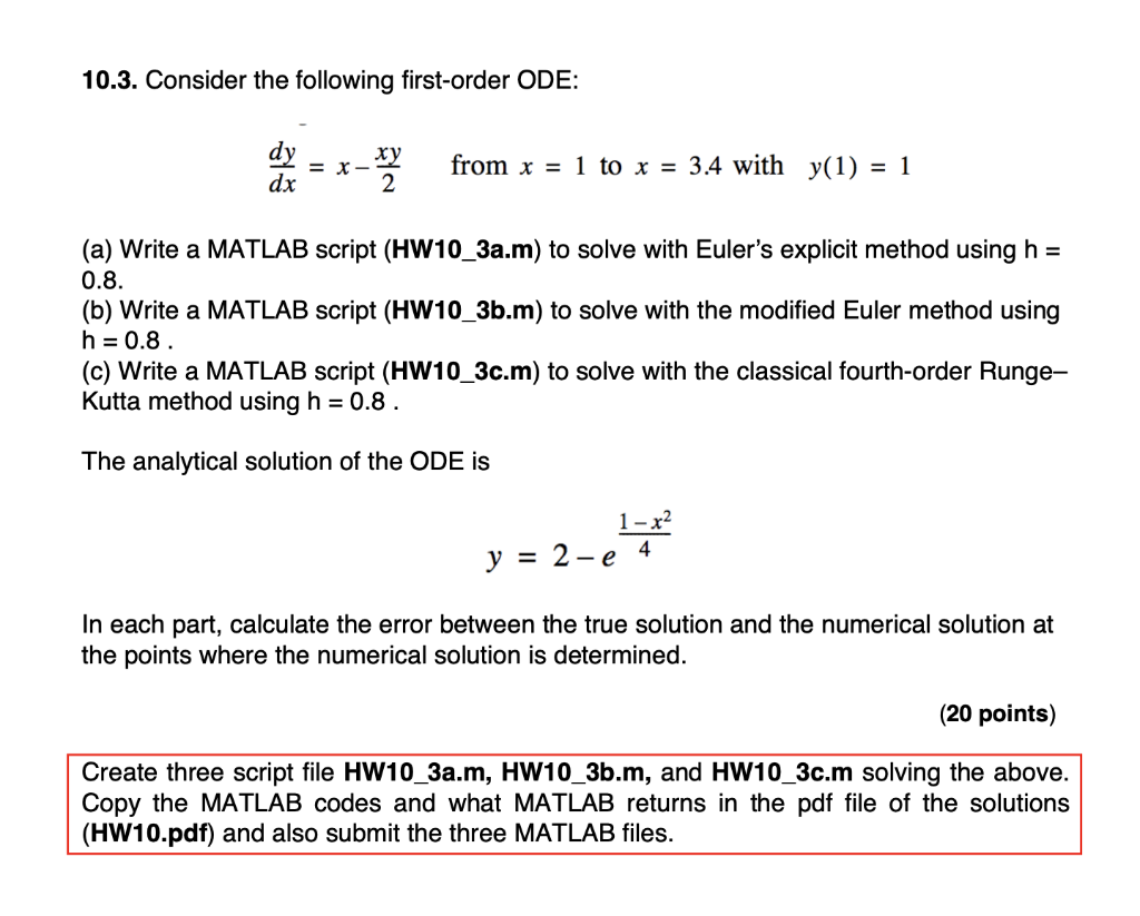 Solved 103 Consider The Following First Order Ode Dy ху 