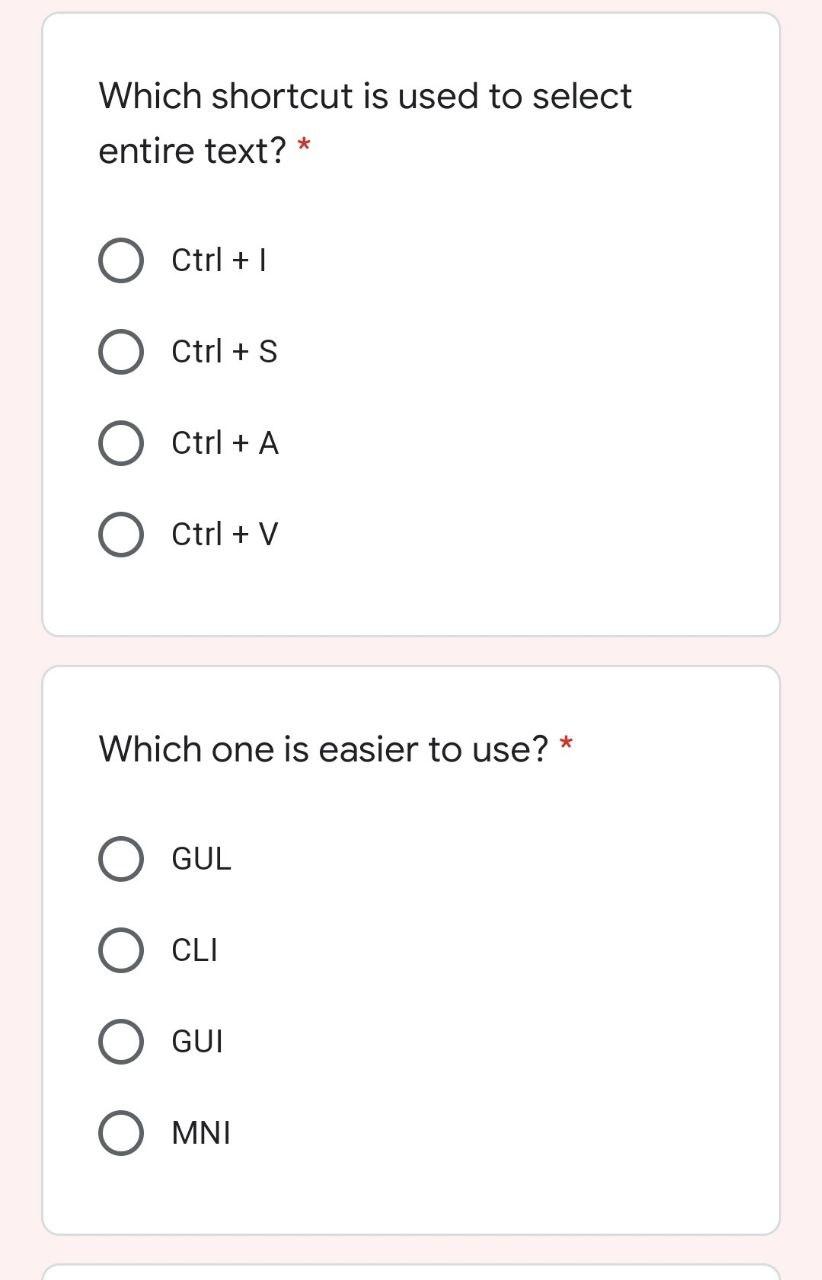 Solved Which Shortcut Is Used To Select Entire Text O